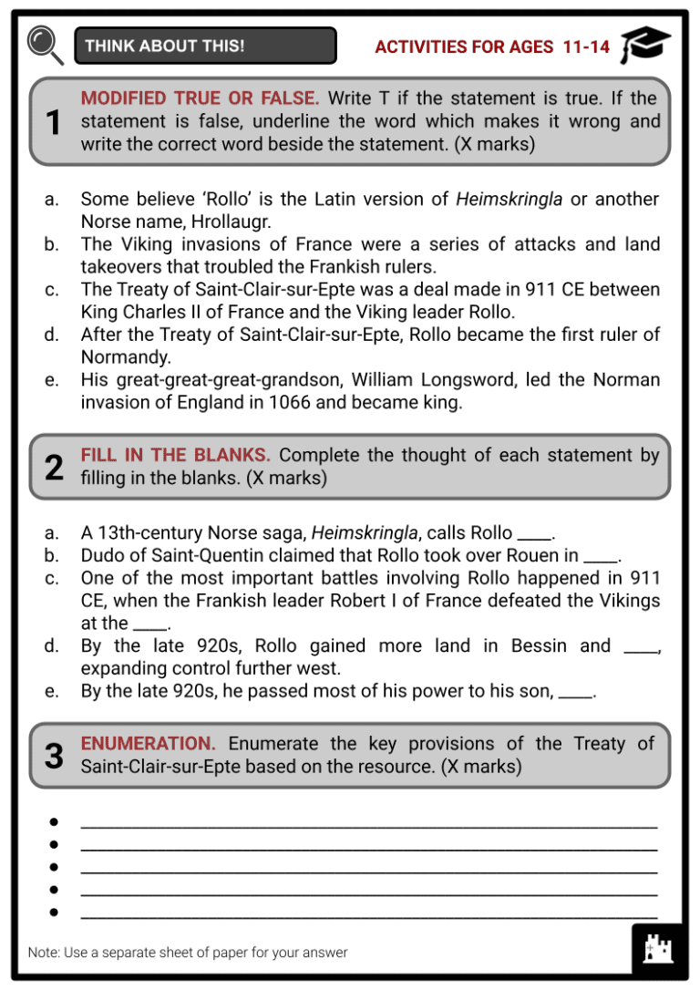Rollo | Life, Vikings in France, Legacy | History Worksheets